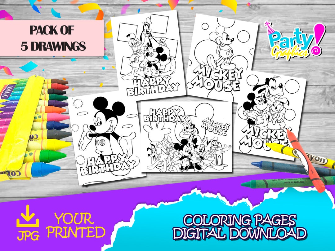 Mickey Mouse Coloring Packs, Mickey Mouse Birthday Party Instant ...