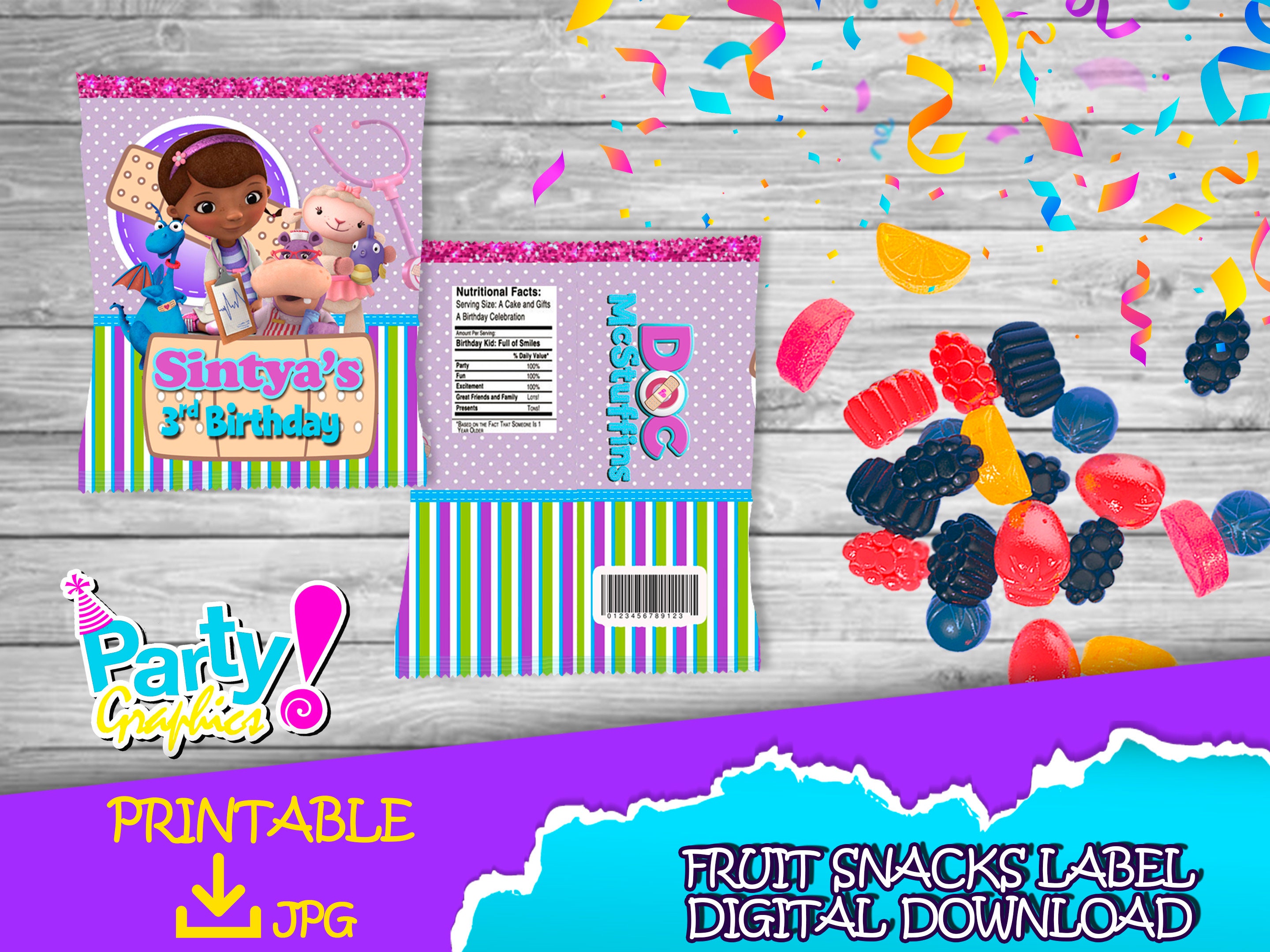 Doc Mcstuffins Birthday Pack Chip Bag fruit Snacks-favor - Etsy