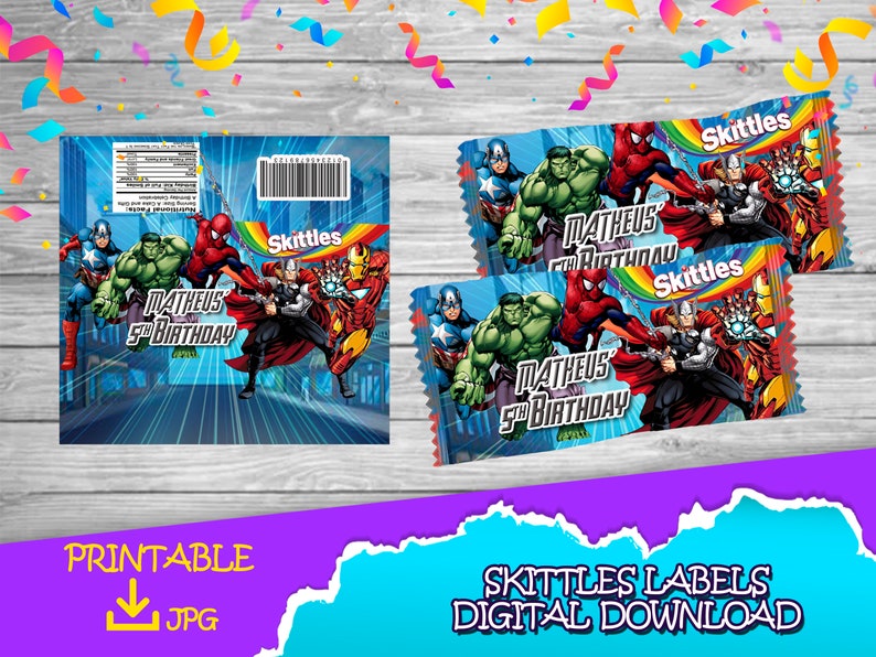 Avengers Birthday Party Skittles Label DIGITAL DOWNLOAD - Etsy