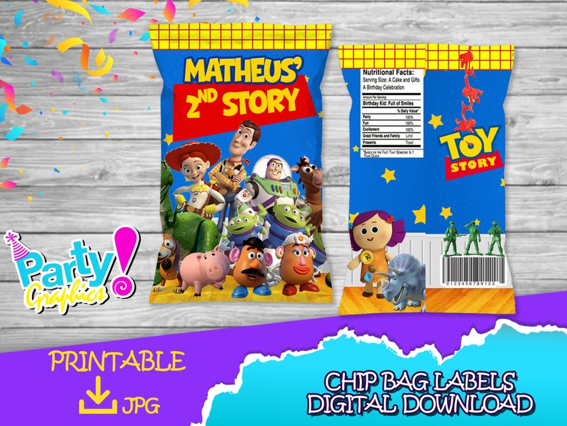 Toy Story Party Chip Bag Label DIGITAL DOWNLOAD Toy Story - Etsy