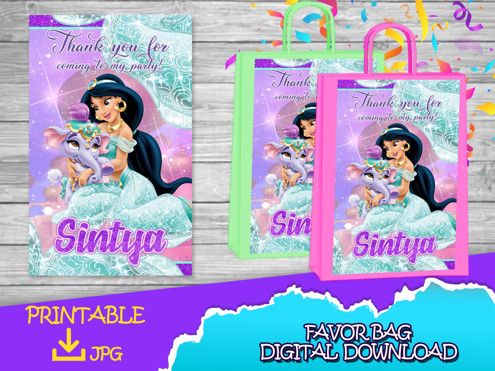 Jasmine Princess Birthday Pack chip Bag fruit Snacks-favor - Etsy