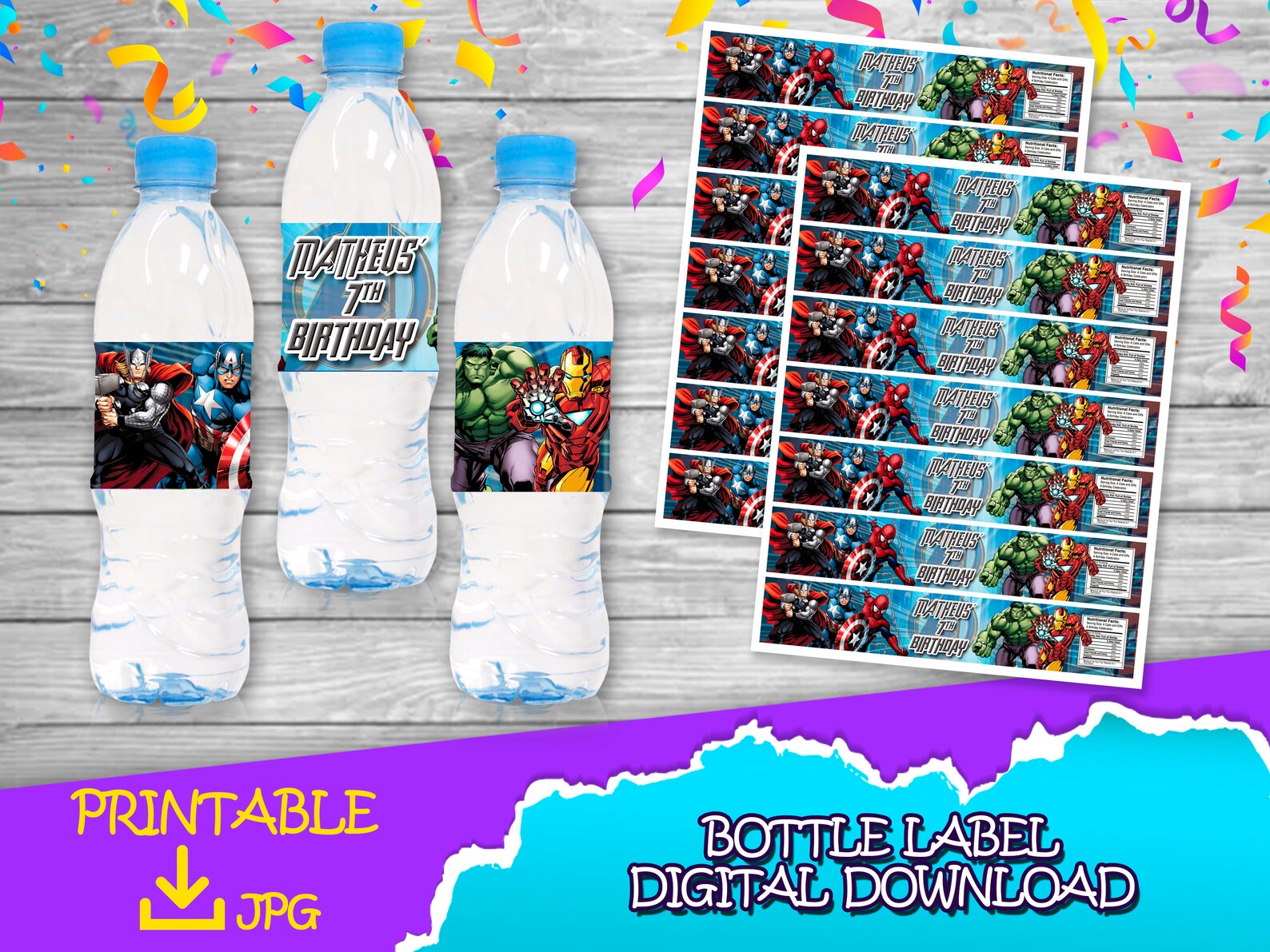 Avengers Birthday Party bottle Label DIGITAL DOWNLOAD - Etsy