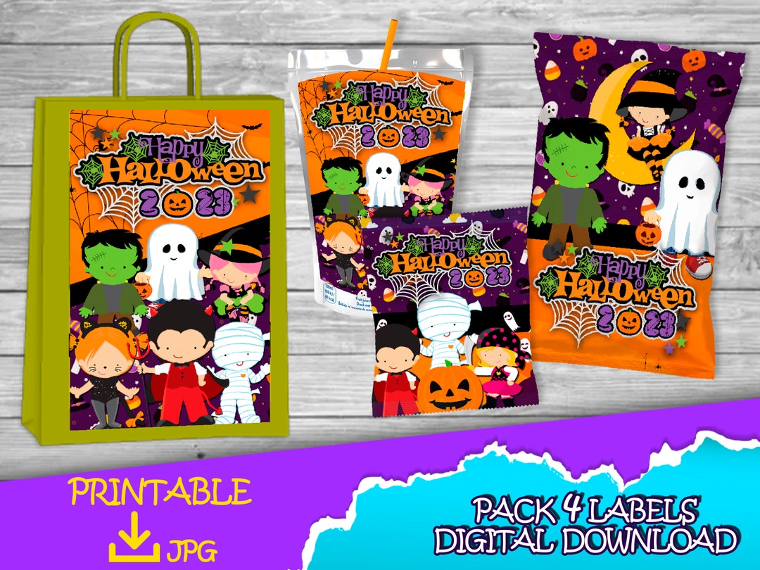 Halloween Costumes Birthday Pack - Chip Bag -fruit Snacks-favor Bag ...