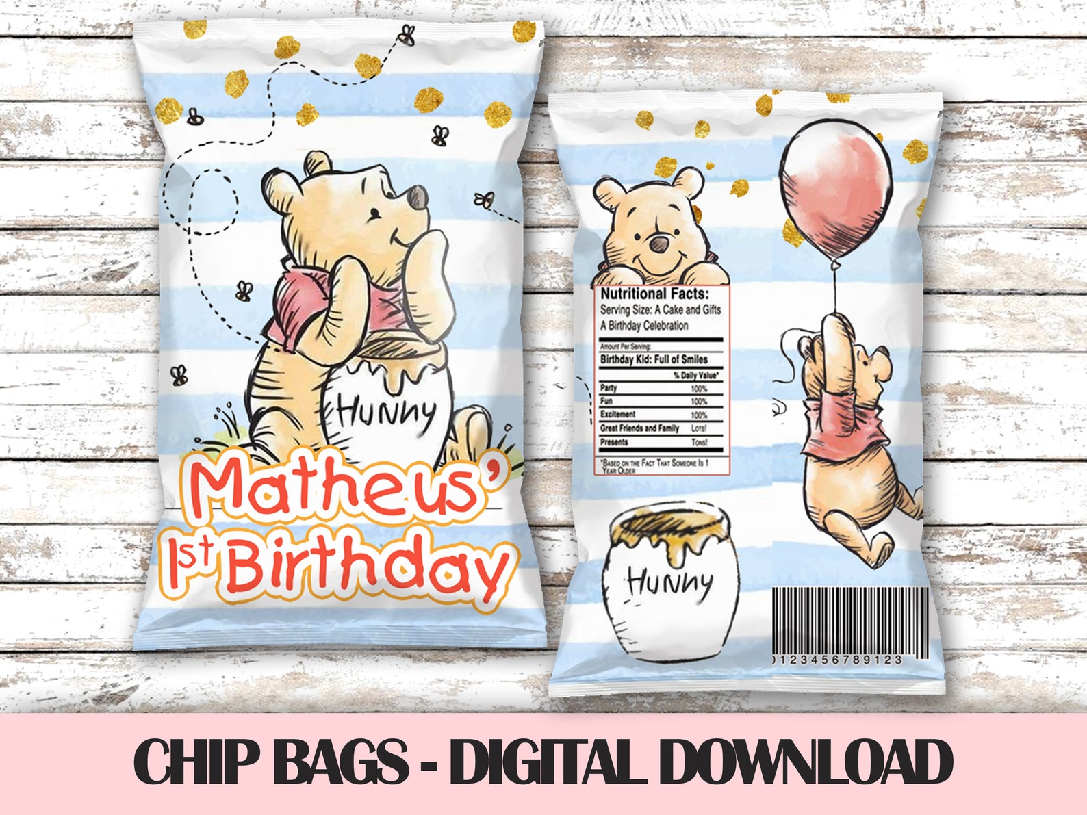 Winnie Pooh Pack chip Bag Fruit Snacks Favor Bag Juice - Etsy