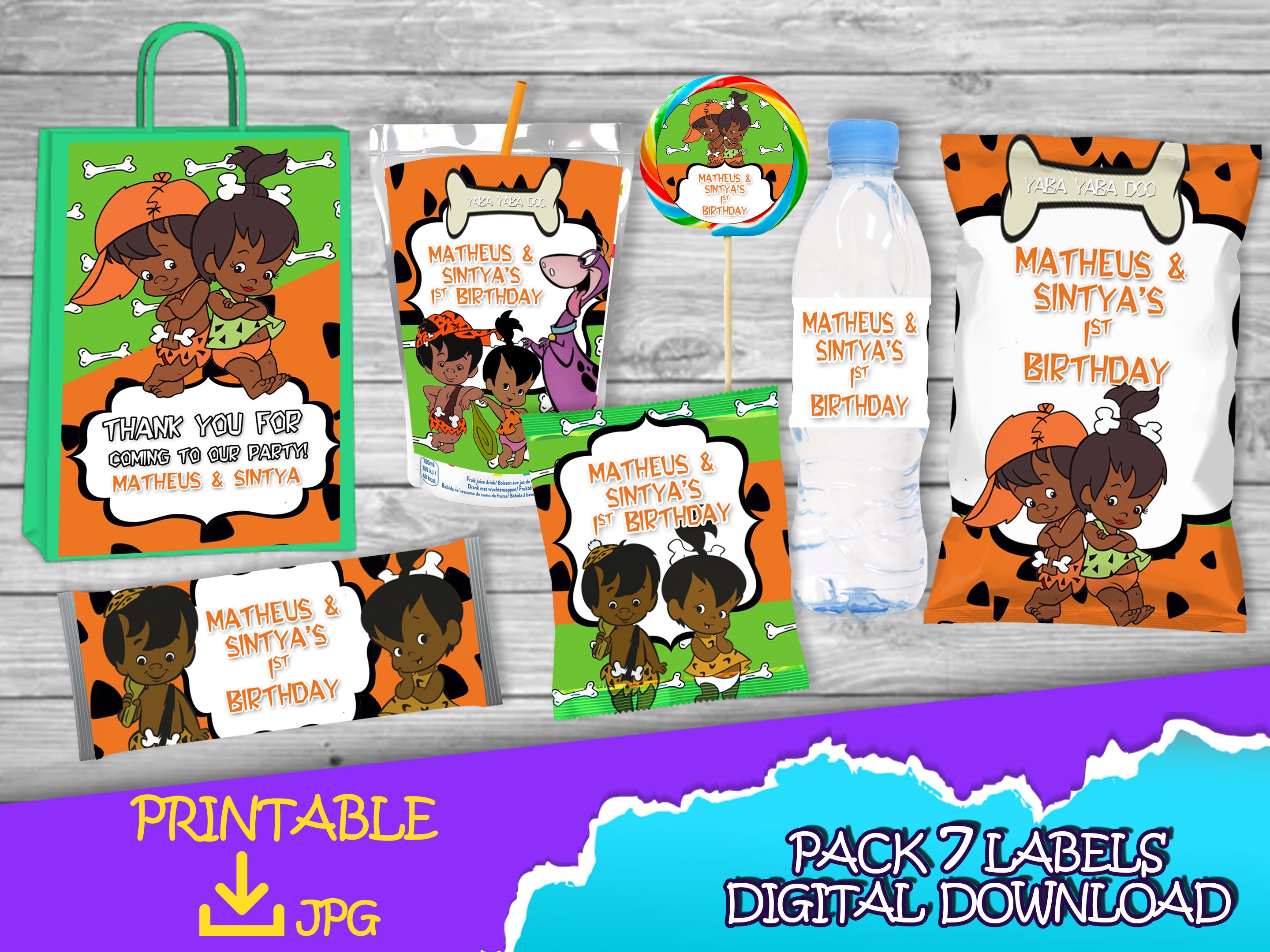Pebbles and Bam Bam Birthday Pack Chip Bag Fruit - Etsy México