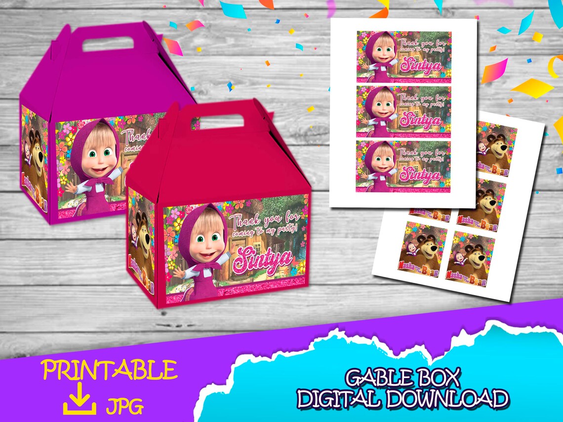 Masha and the Bear Favor Box Masha and the Bear Favor Box - Etsy