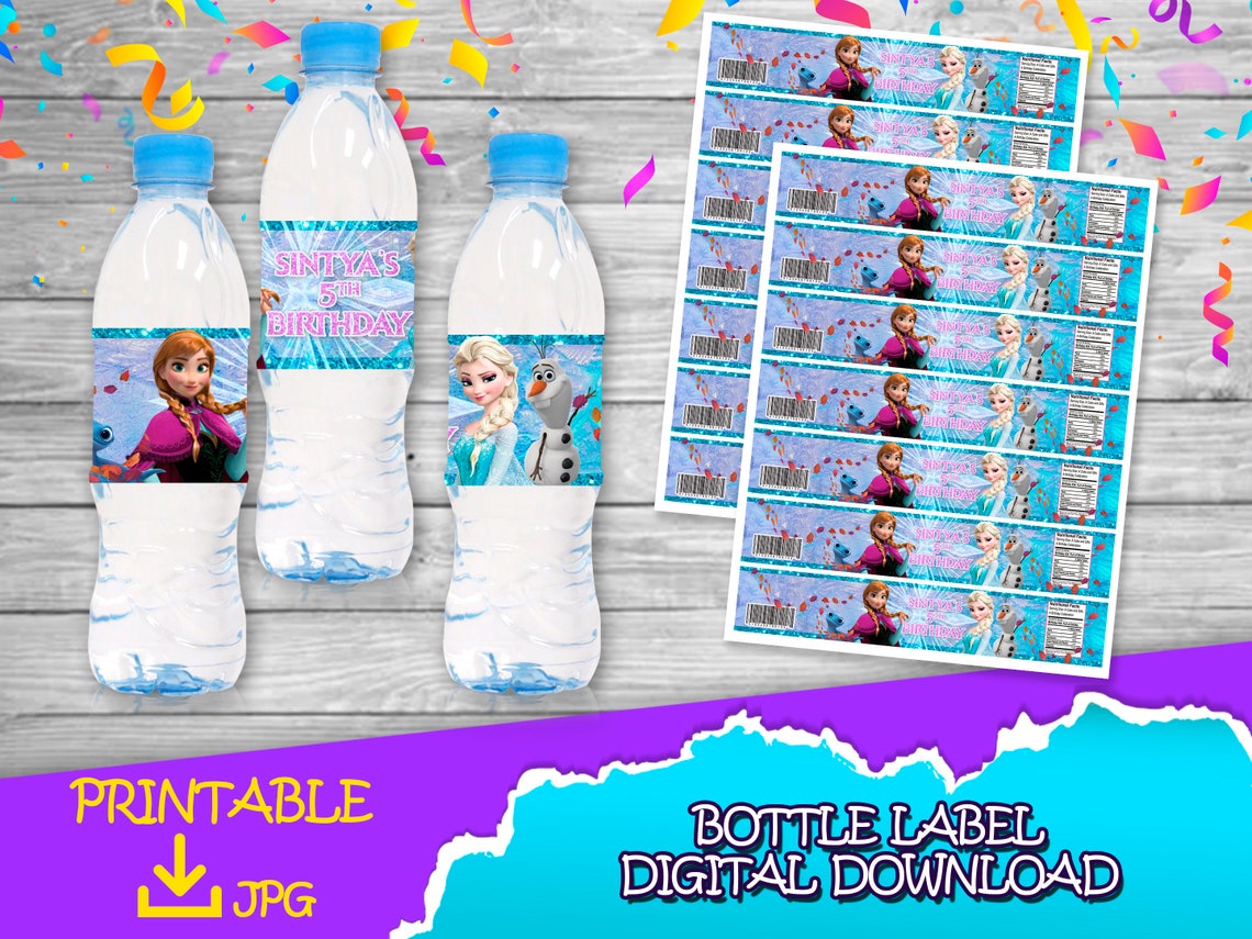 Frozen Birthday Party bottle Label DIGITAL DOWNLOAD Frozen - Etsy