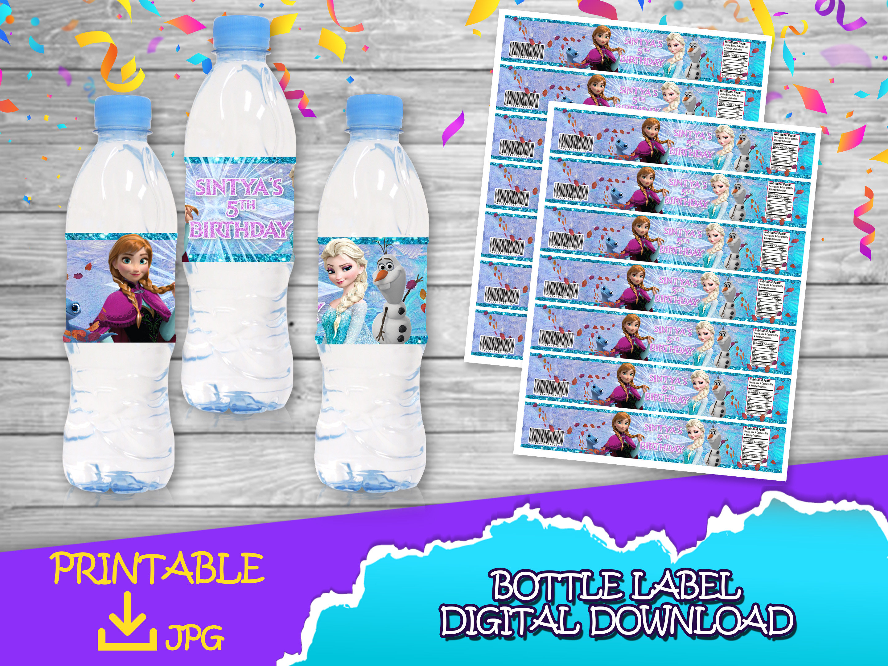 Frozen Birthday Party bottle Label DIGITAL DOWNLOAD Frozen - Etsy