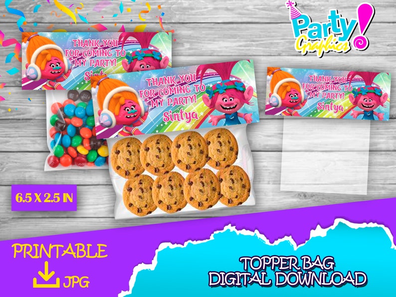 Trolls Bag Topper Trolls Birthday Party Trolls Favor Tags - Etsy