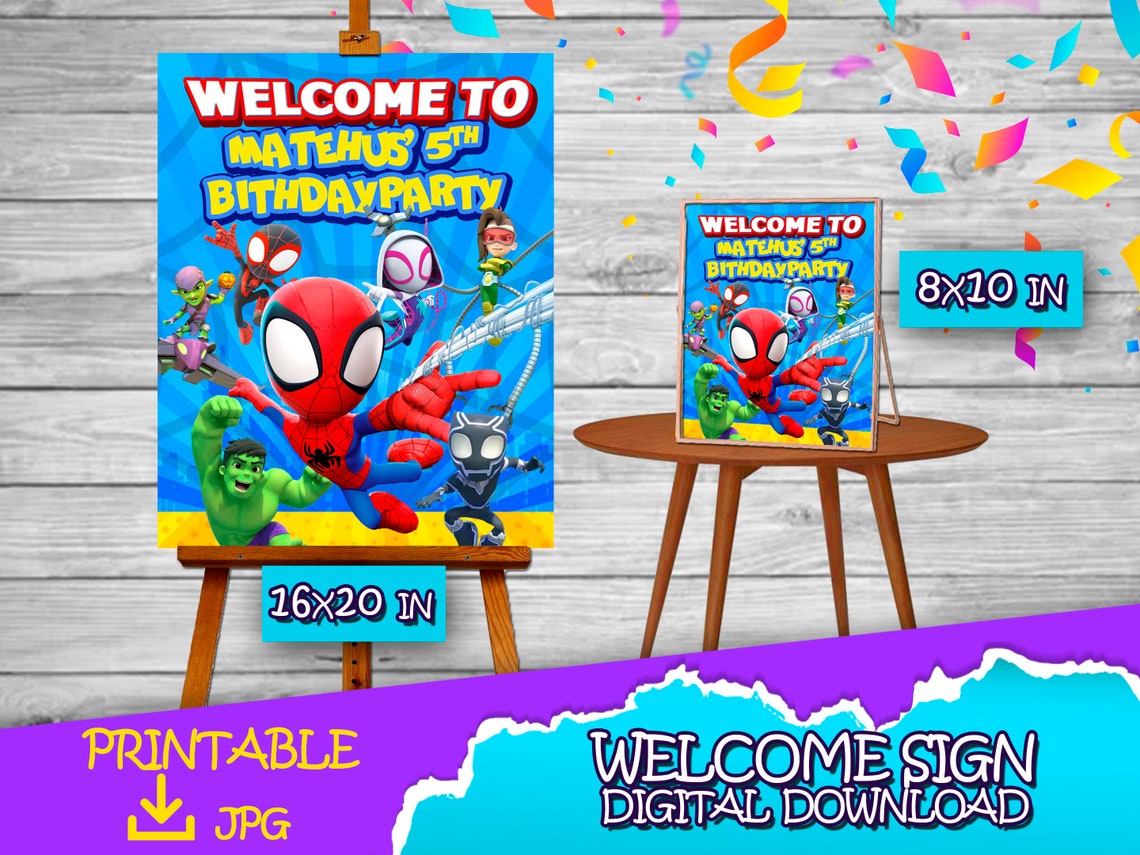 Welcome Sign Spidey and His Amazing Friends Spidey Birthday - Etsy