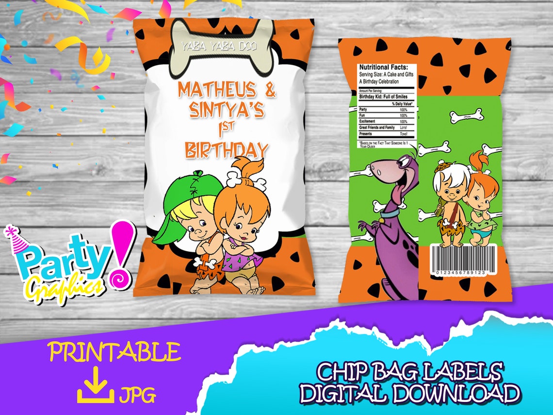 Pebbles and Bam Bam Party Chip Bag Label DIGITAL DOWNLOAD - Etsy