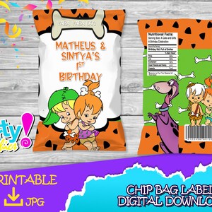 Pebbles and Bam Bam Party - Chip Bag Label -DIGITAL DOWNLOAD - Pebbles ...