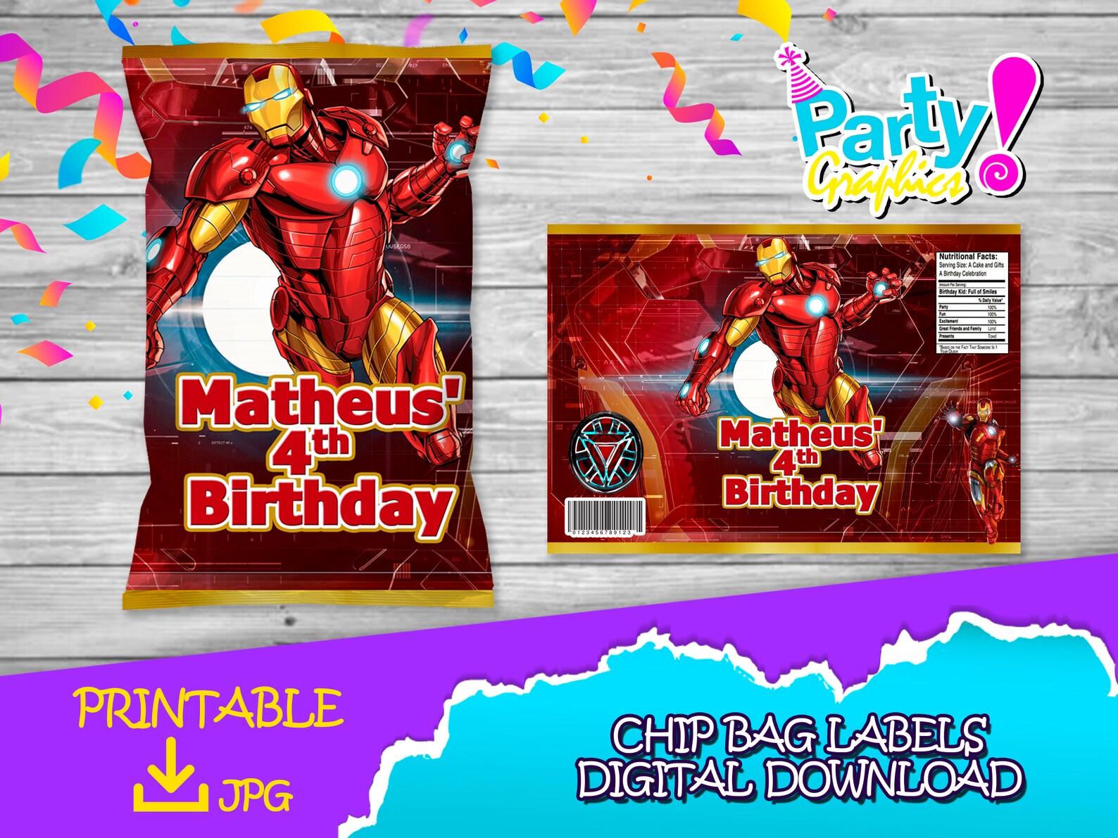 Iron Man Birthday Pack Chip Bag fruit Snacks-favor Bag - Etsy