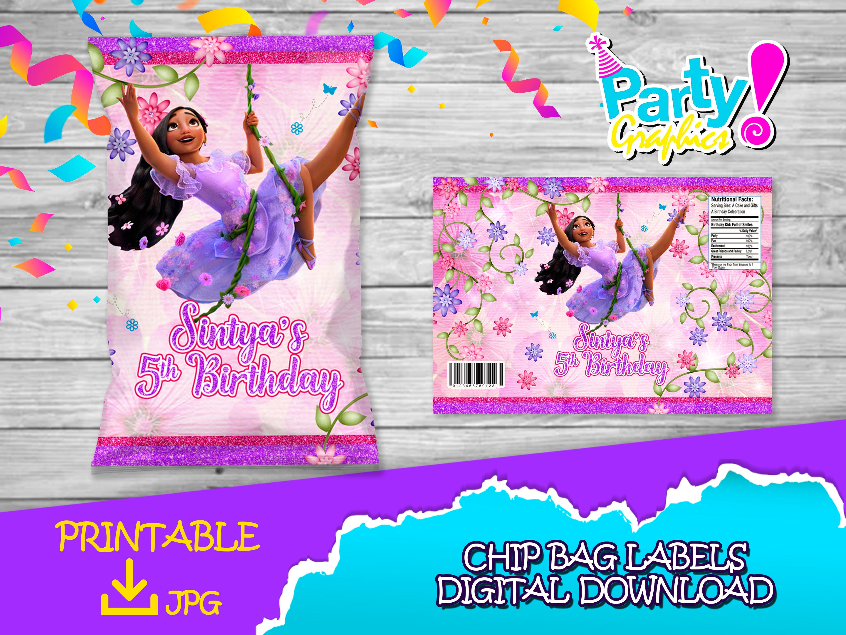 Isabella Encanto Birthday Pack Chip Bag fruit Snacks-favor - Etsy