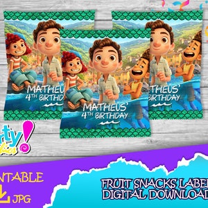 Luca Birthday Pack - Chip Bag -fruit Snacks-favor Bag- Juice - Labels ...
