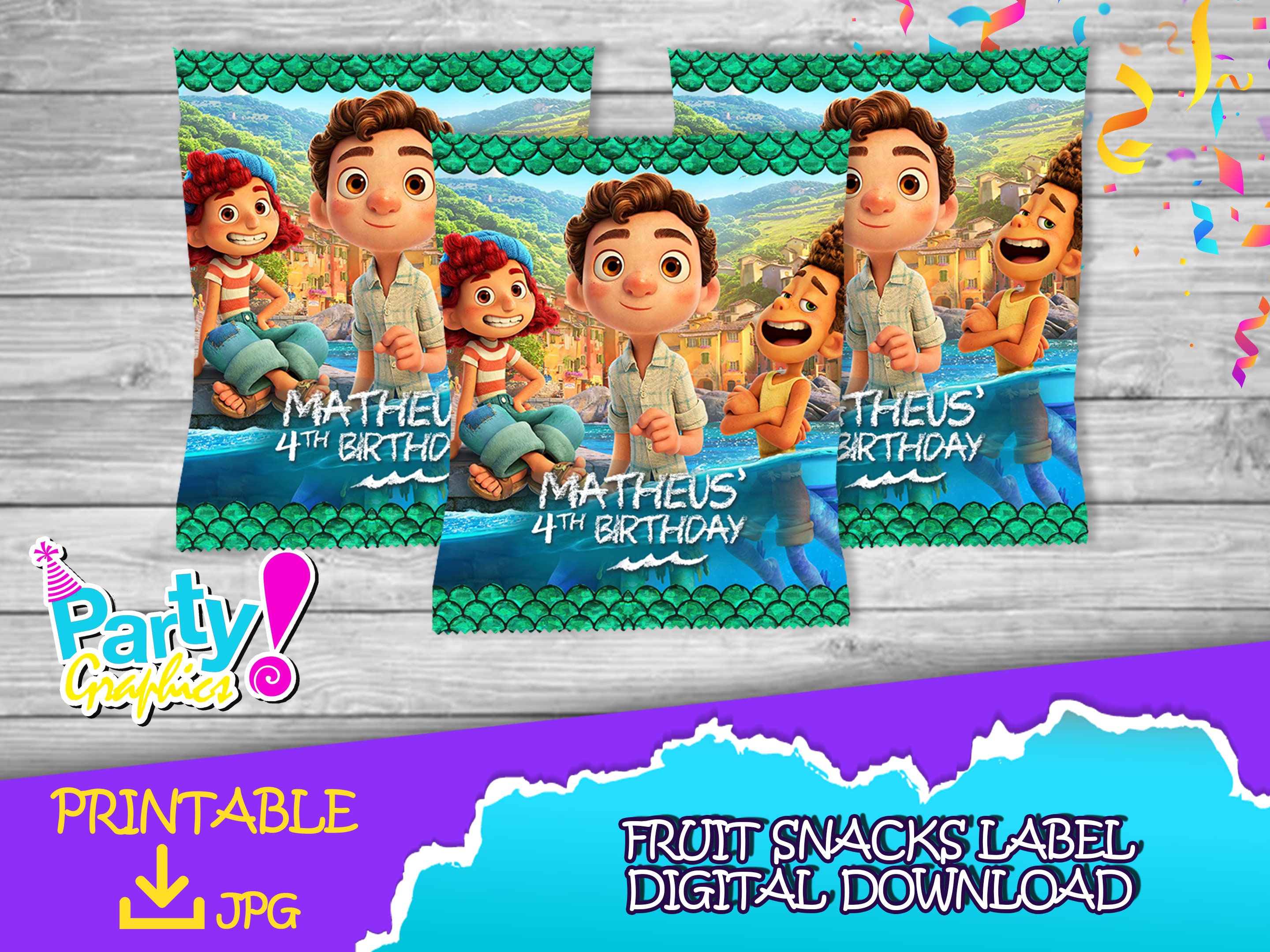 Luca Birthday Pack Chip Bag fruit Snacks-favor Bag Juice - Etsy