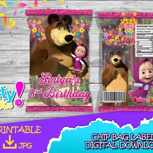 Masha and the Bear - Chip Bag Label -DIGITAL DOWNLOAD - Masha and the ...