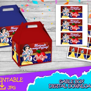 Snow White Princess Favor Box - Snow White Princess Gable Box Label ...