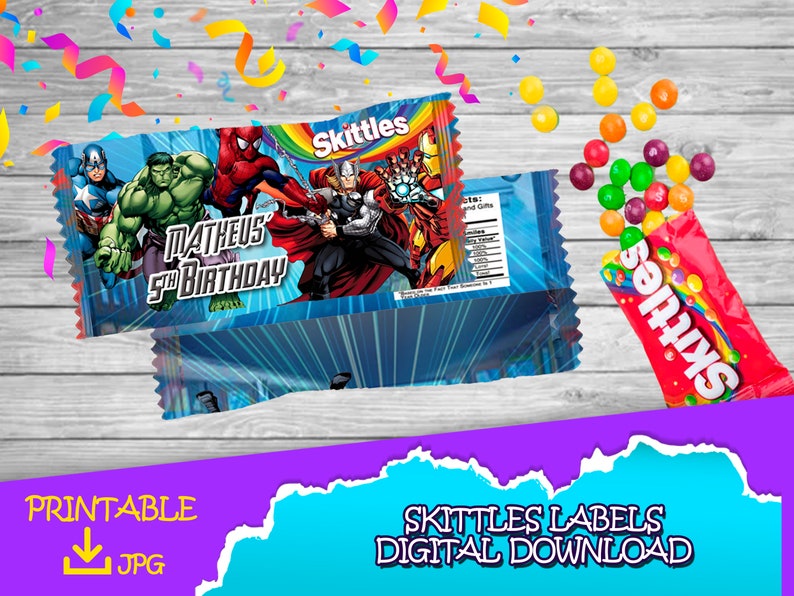 Avengers Birthday Party Skittles Label DIGITAL DOWNLOAD - Etsy