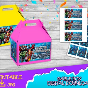 Avengers Box Avengers Favor Box Label Labes 5.50x3in Gable Box Avengers ...