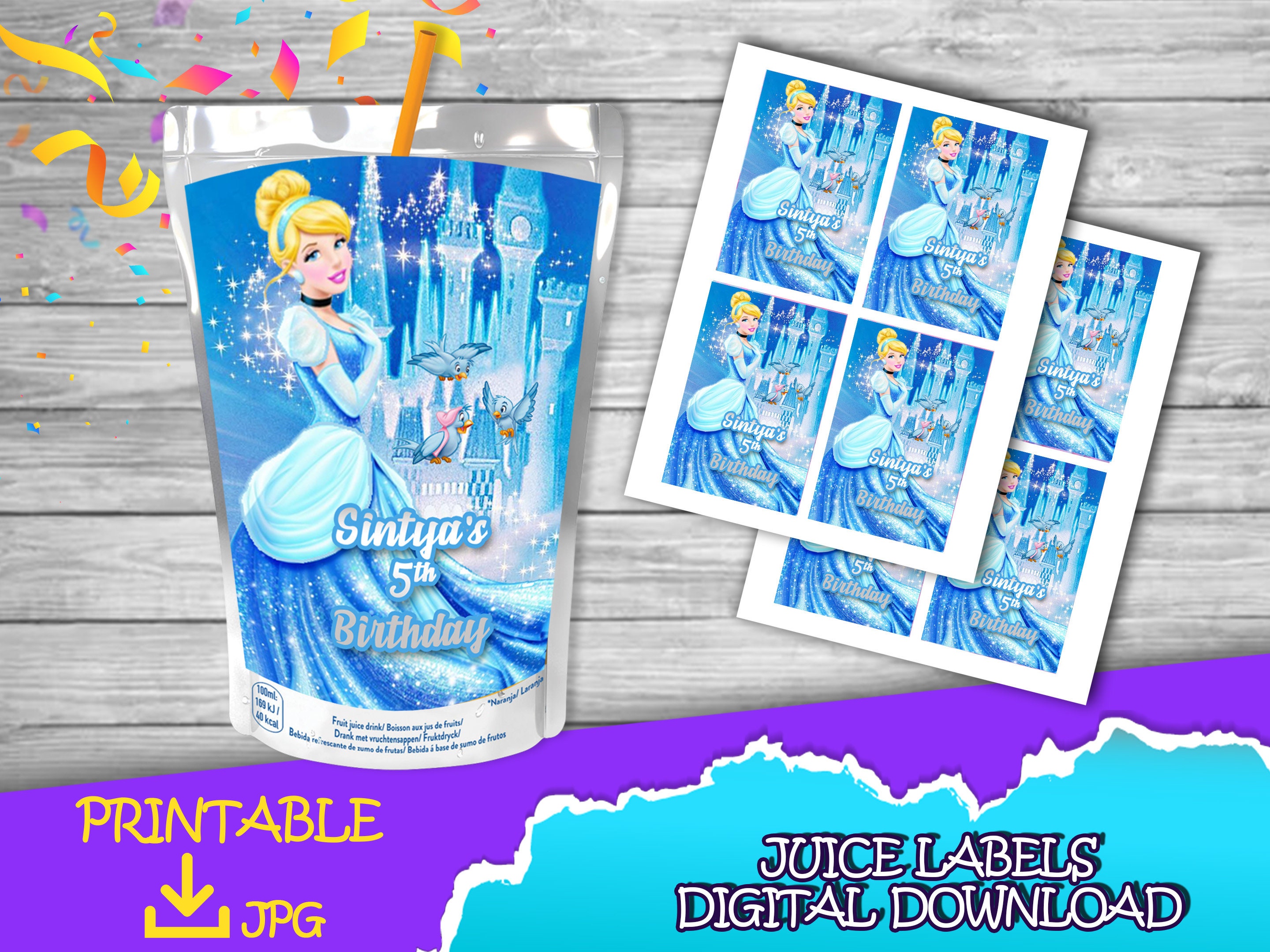 Cinderella Birthday Pack chip Bag fruit Snacks-favor Bag - Etsy