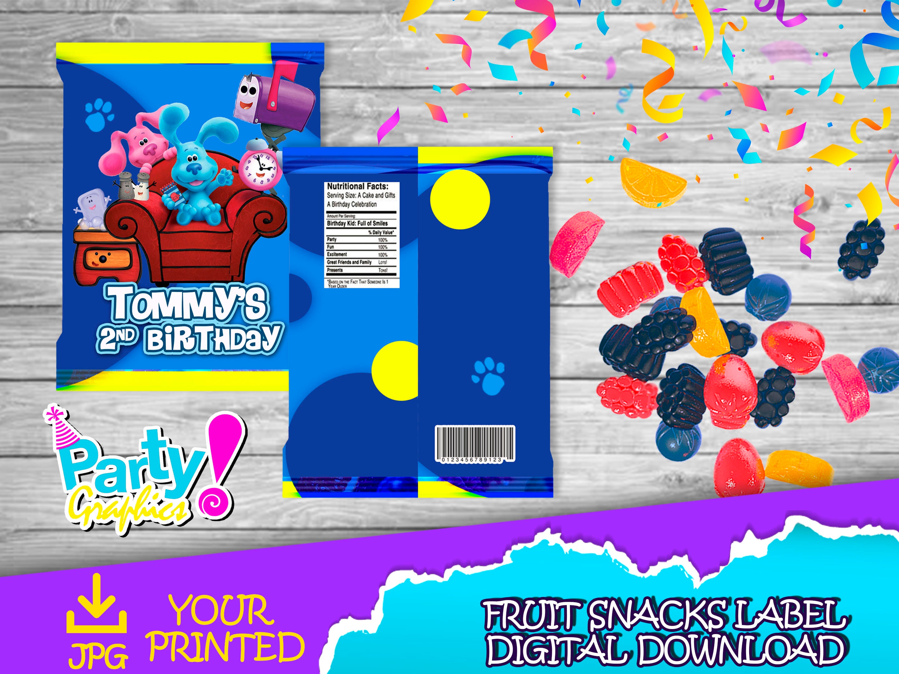 Blue's Clues Birthday Pack Chip Bag fruit Snacks-favor - Etsy New Zealand