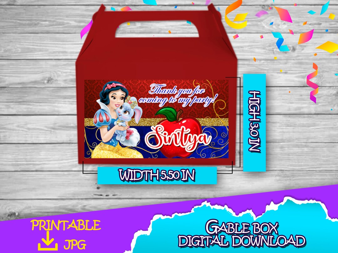Snow White Princess Favor Box - Snow White Princess Gable Box Label ...