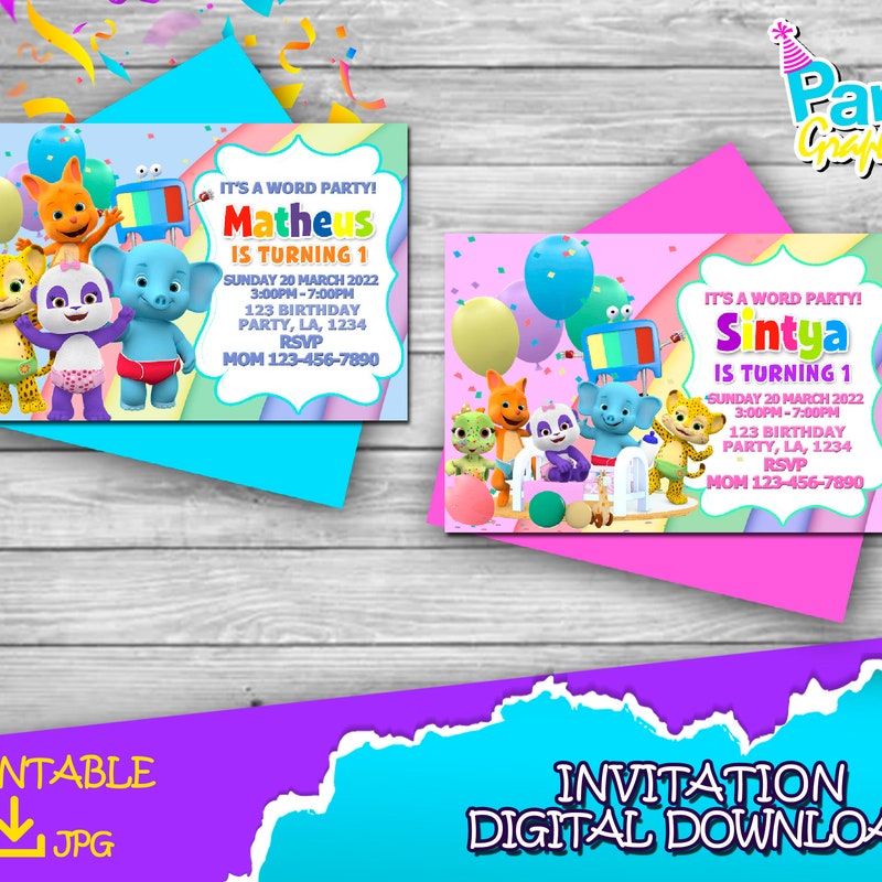 Word Party Invitations - Etsy