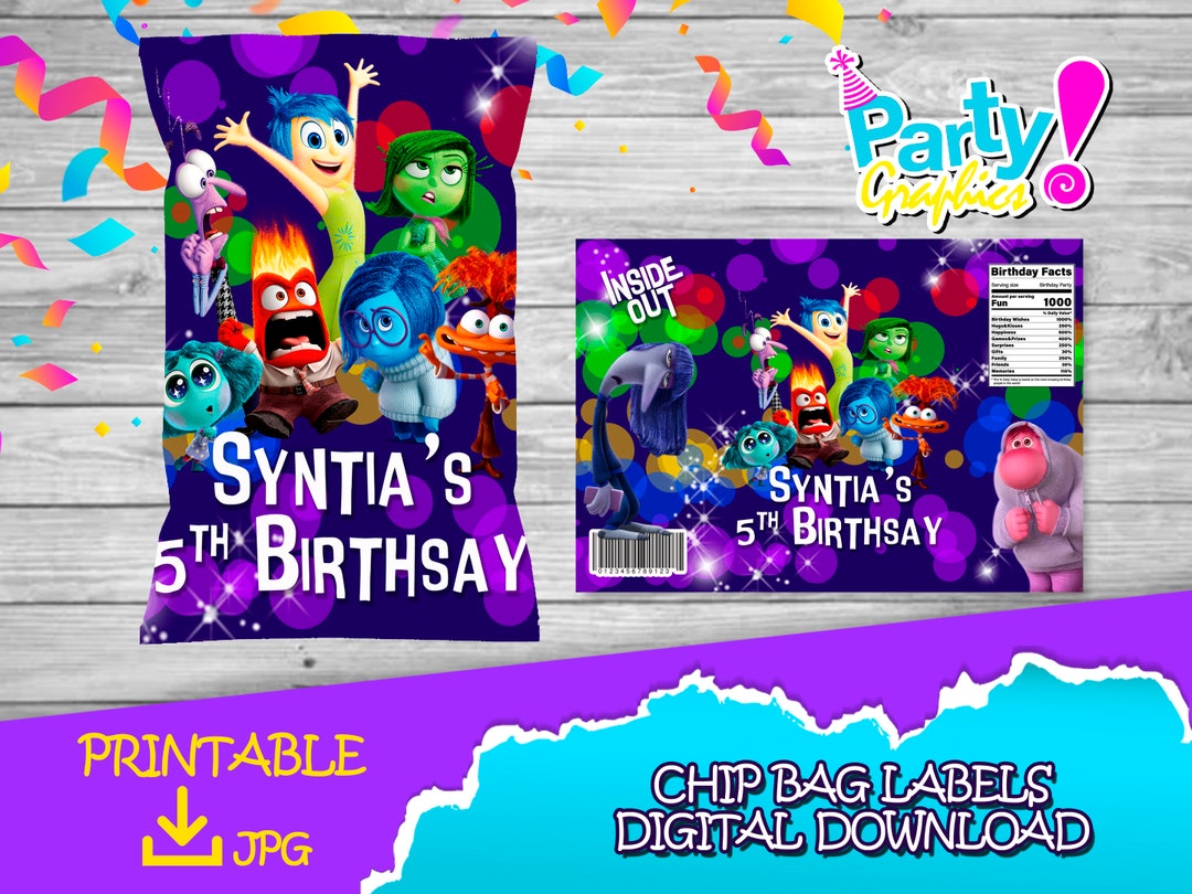Inside Out Birthday Label - Chip Bag 1oz - Printable Supplies - DIGITAL ...