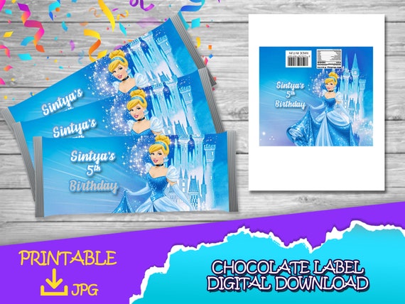 Cinderella Princess Birthday Party Chocolate Label DIGITAL - Etsy
