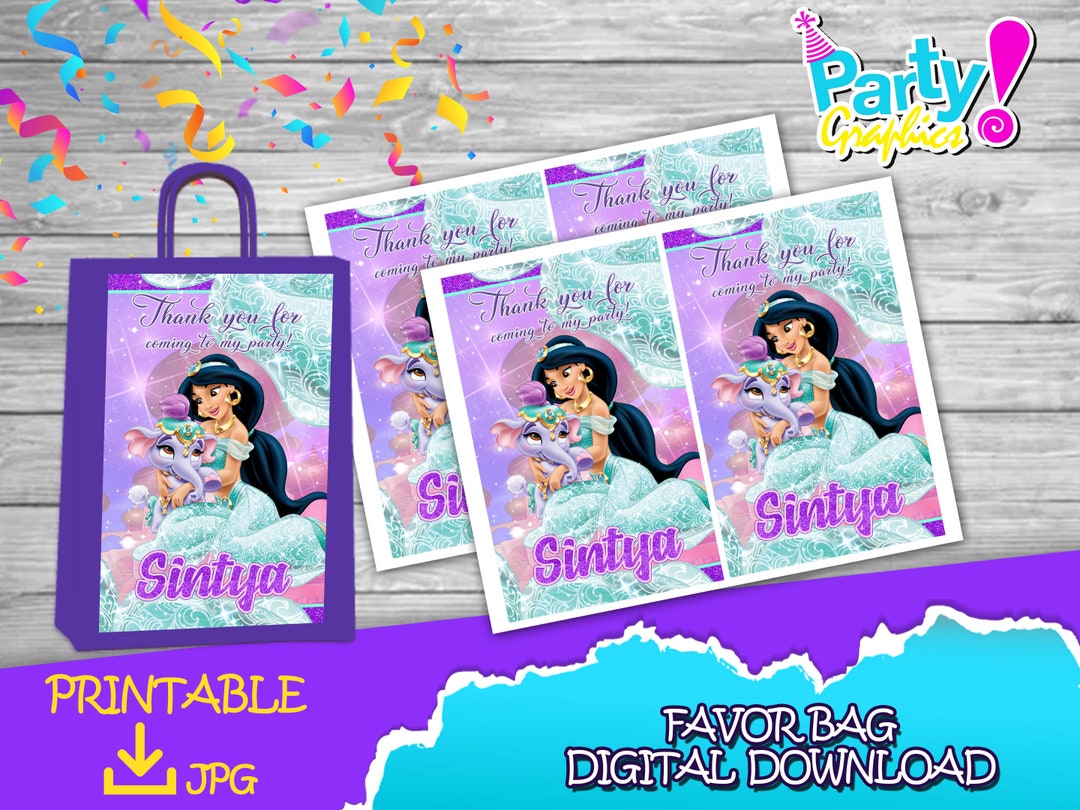 Jasmine Princess Birthday Party Favor Bag Label DIGITAL DOWNLOAD ...