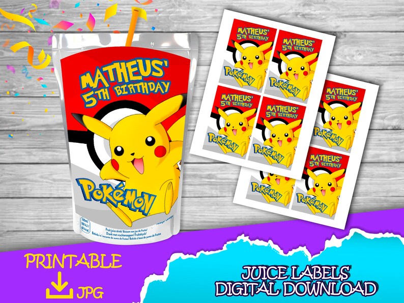 Pokemon Party juice Label DIGITAL DOWNLOAD Pokemon Juice - Etsy