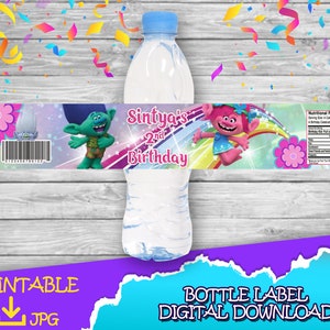 Trolls Birthday Party -bottle Label - DIGITAL DOWNLOAD - Trolls Bottle ...