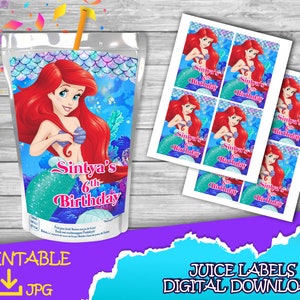 The Little Mermaid Birthday Pack - Chip Bag -fruit Snacks-favor Bag ...