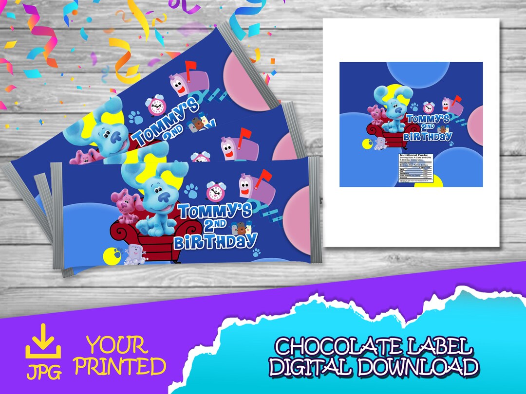 Blue's Clues Birthday Party - Chocolate Label - DIGITAL DOWNLOAD- Blue ...