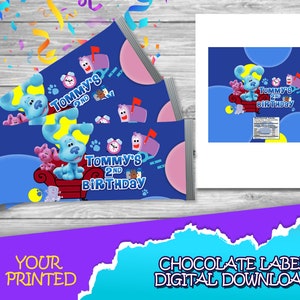 Blue's Clues Birthday Party - Chocolate Label - DIGITAL DOWNLOAD- Blue ...