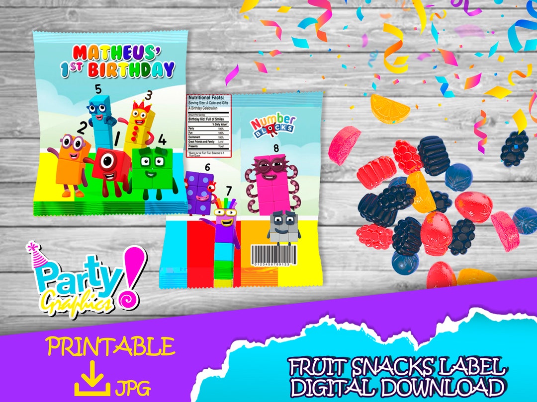 Numberblocks Party Fruit Snacks Label DIGITAL DOWNLOAD - Etsy
