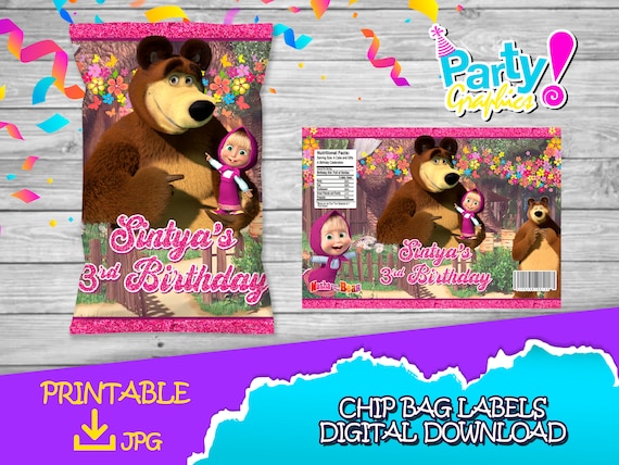Masha and the Bear Chip Bag Label DIGITAL DOWNLOAD Masha - Etsy