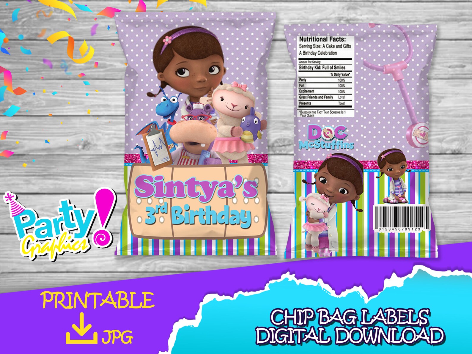 Doc Mcstuffins Birthday Pack Chip Bag fruit Snacks-favor - Etsy