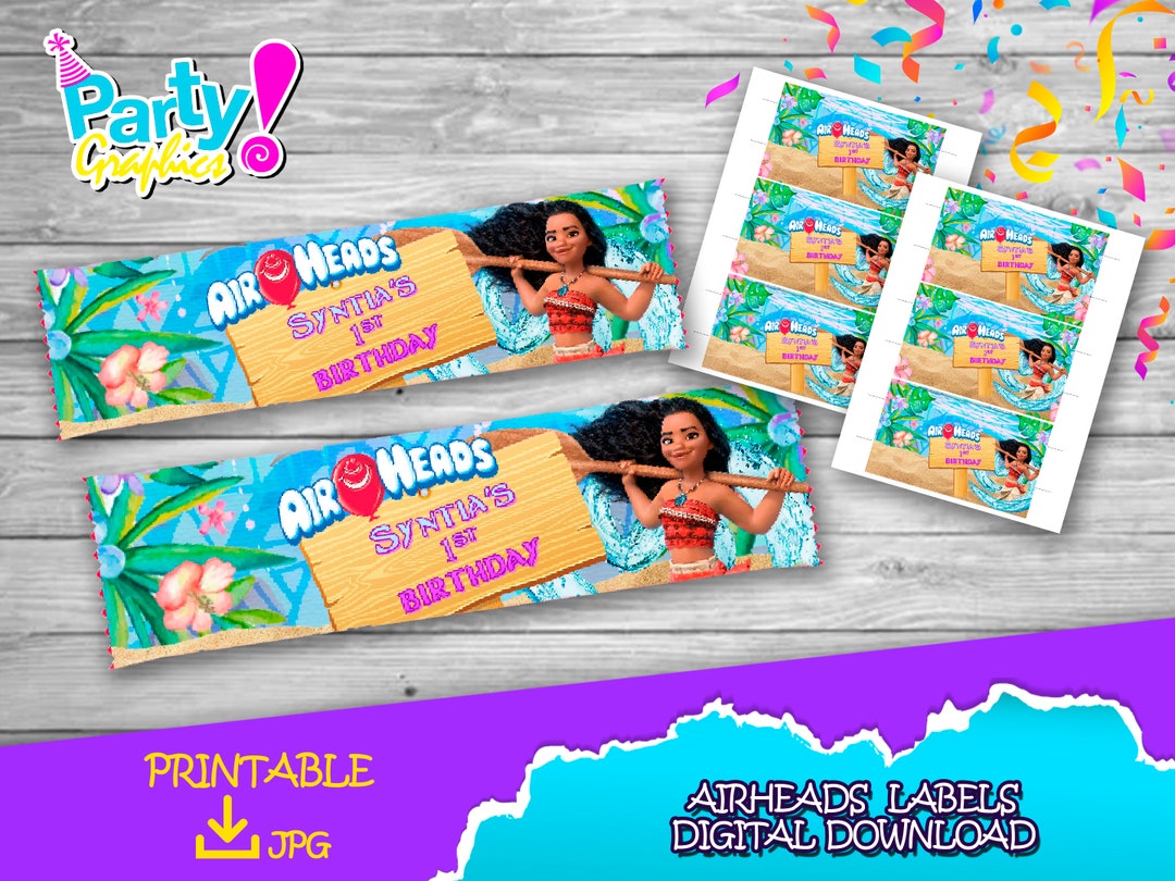 Moana Labels for Airheads - DIGITAL DOWNLOAD - Moana Birthday Party ...