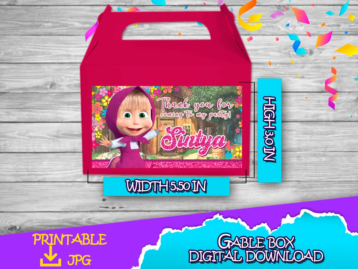 Masha and the Bear Favor Box Masha and the Bear Favor Box - Etsy