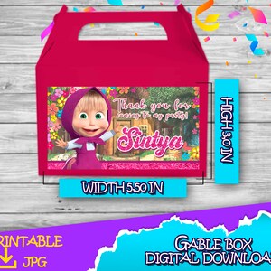 Masha and the Bear Favor Box - Masha and the Bear Favor Box Label ...