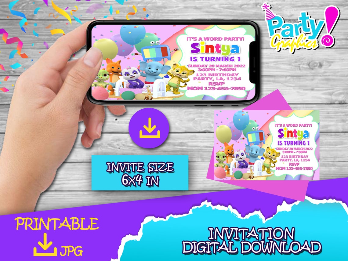 Word Party Birthday Invitation DIGITAL DOWNLOAD Word Party - Etsy