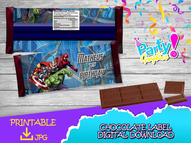 Avengers Birthday Party Chocolate Label DIGITAL DOWNLOAD - Etsy