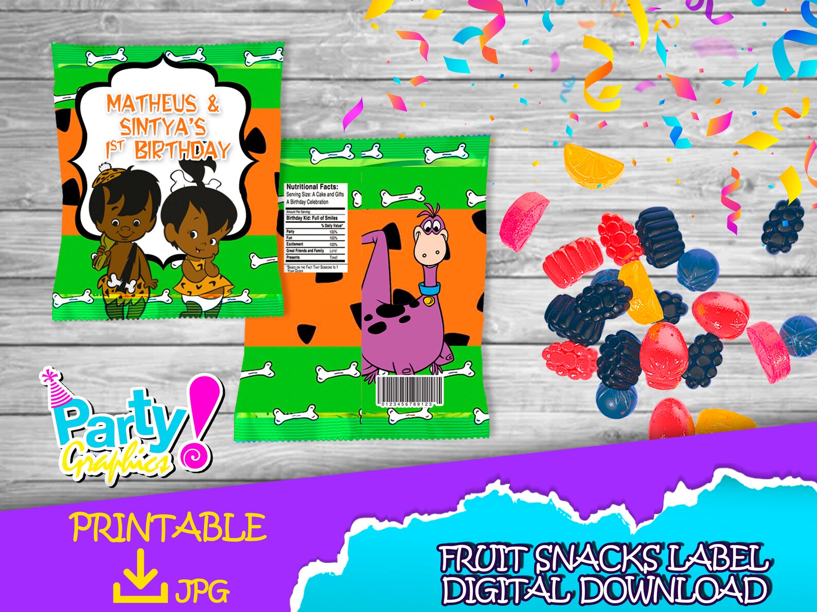 Pebbles and Bam Bam Birthday Pack Chip Bag fruit - Etsy