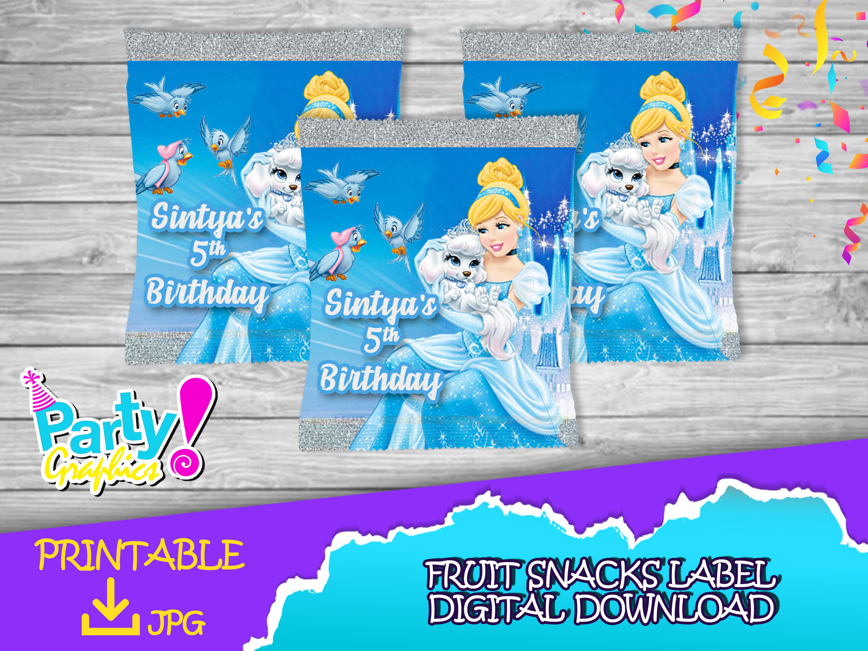 Cinderella Birthday Pack chip Bag fruit Snacks-favor Bag - Etsy