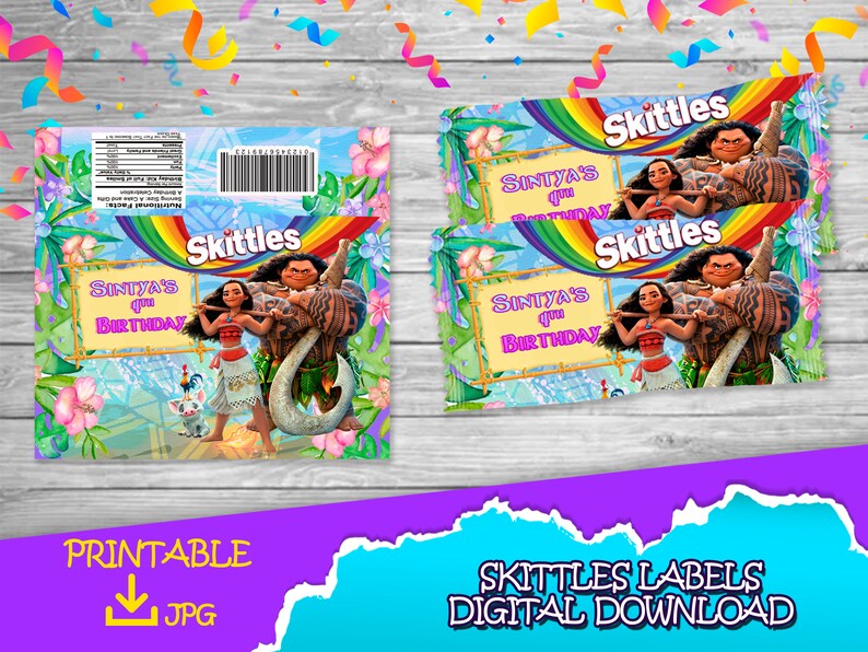 Moana Skittles Labels Moana Party Label Moana Birthday - Etsy
