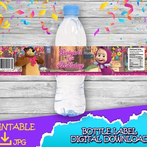 Masha and the Bear Birthday Party -bottle Label - DIGITAL DOWNLOAD ...