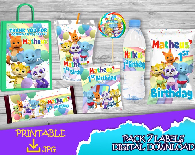 Word Party Birthday Party Pack Chip Bag Lollipop Favor Bag Juice Water ...