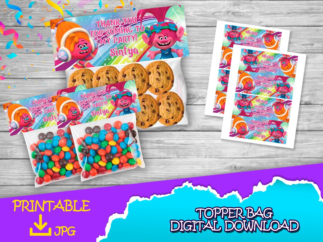 Trolls Bag Topper - Trolls Birthday Party- Trolls Favor Tags - Trolls ...